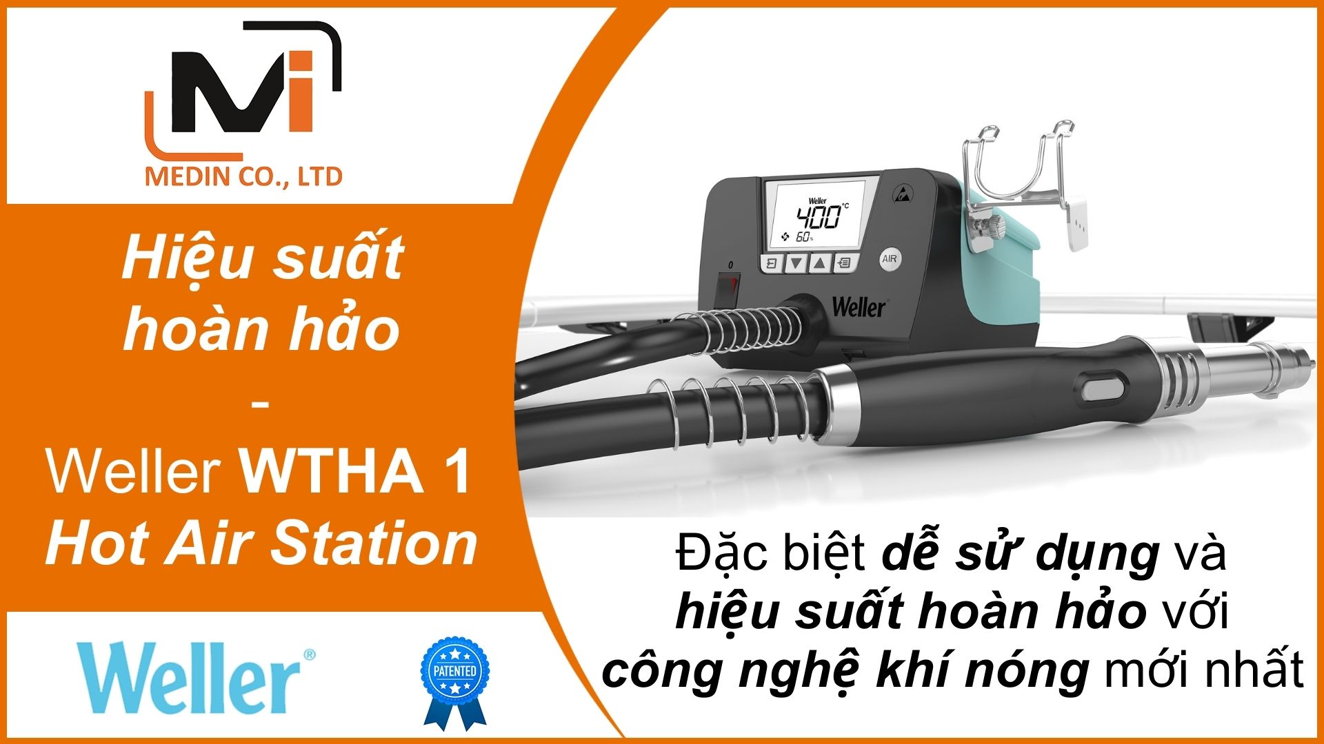 Hiệu suất hoàn hảo với công nghệ khí nóng mới nhất The Weller WTHA 1 ...