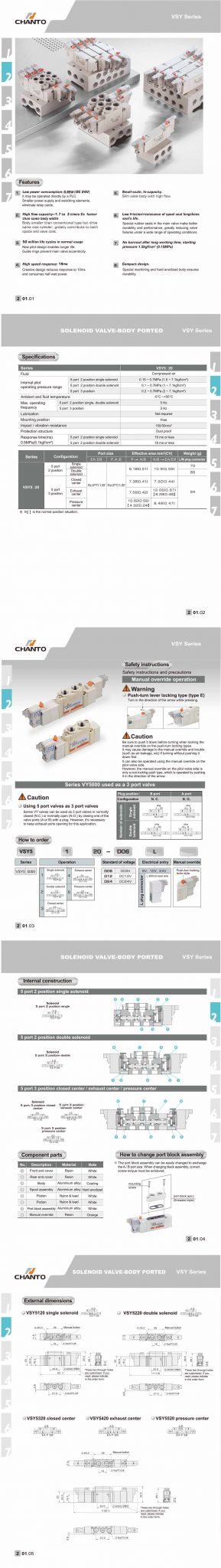 VSY solenoid valve - body ported Chanto Solenoid Valves