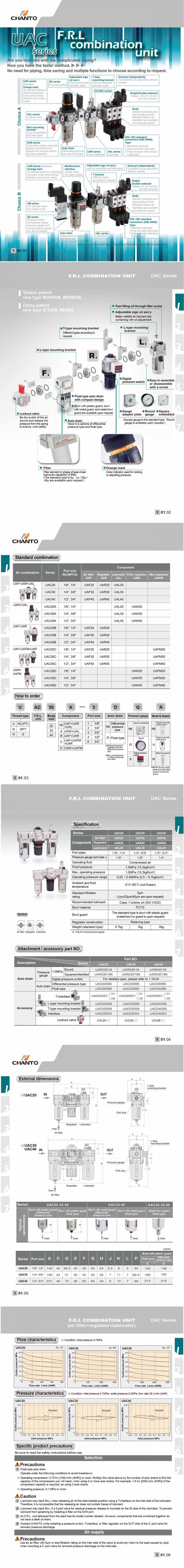 UAC20~40 (air filter + regulator + lubricator) Chanto